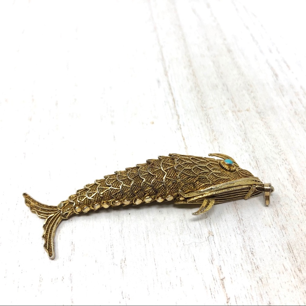 Antique Koi Fish Pendant, Art Deco 1940’s - Gem